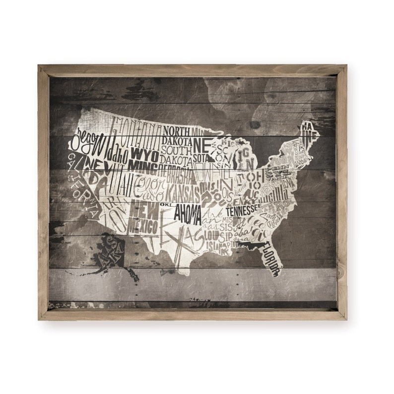 USA Map Rustic Plank Farmhouse Style Wall Decor Sign - Available in ...