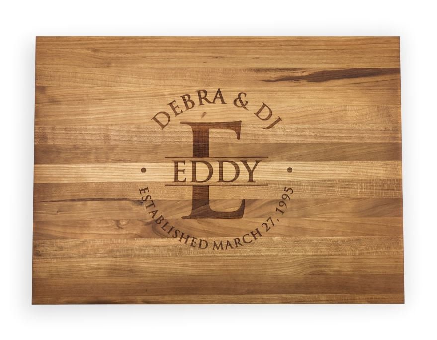 Personalized Laser Engraved Butcher Block Cutting Board With Circle ...