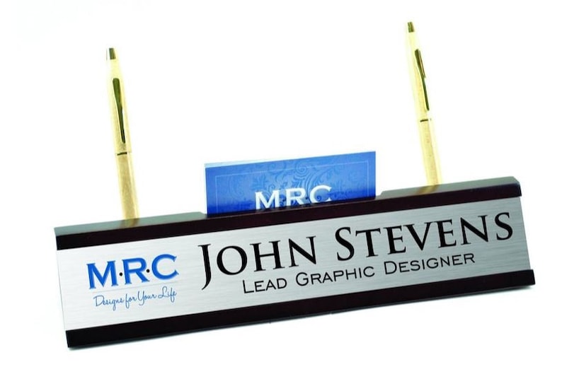 Personalized Desk Name Plate and Holder (available in Three Background ...