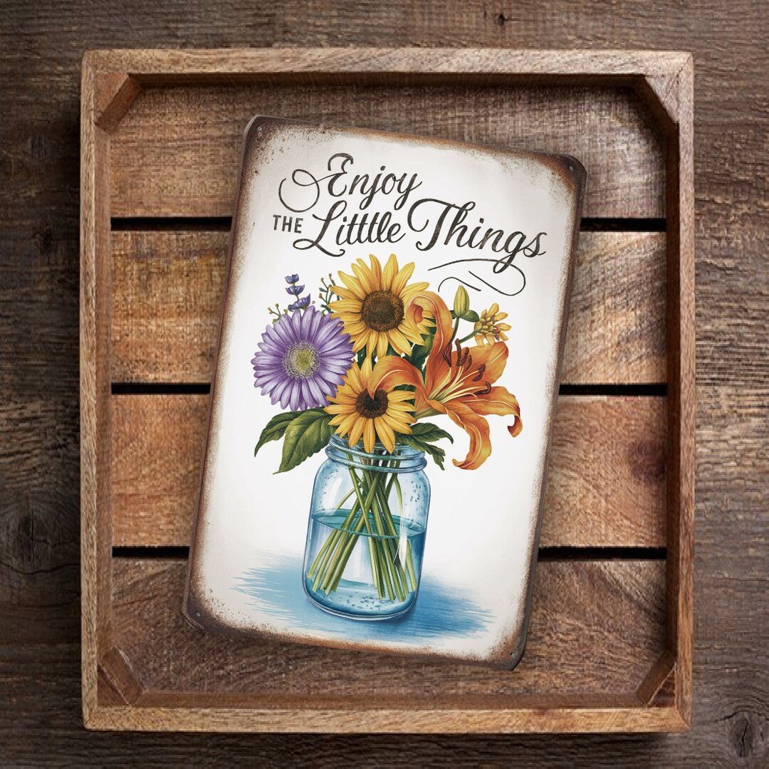 Vintage-style "enjoy the Little Things" Metal Sign - Elegant 8"x 12 ...