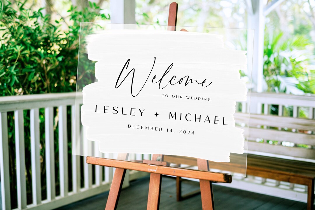 Peronalized Wedding Welcome Sign Custom Made From Clear Acrylic Modern ...