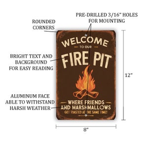 Vintage-style "welcome to Our Fire Pit" Metal Sign - Rustic Outdoor ...
