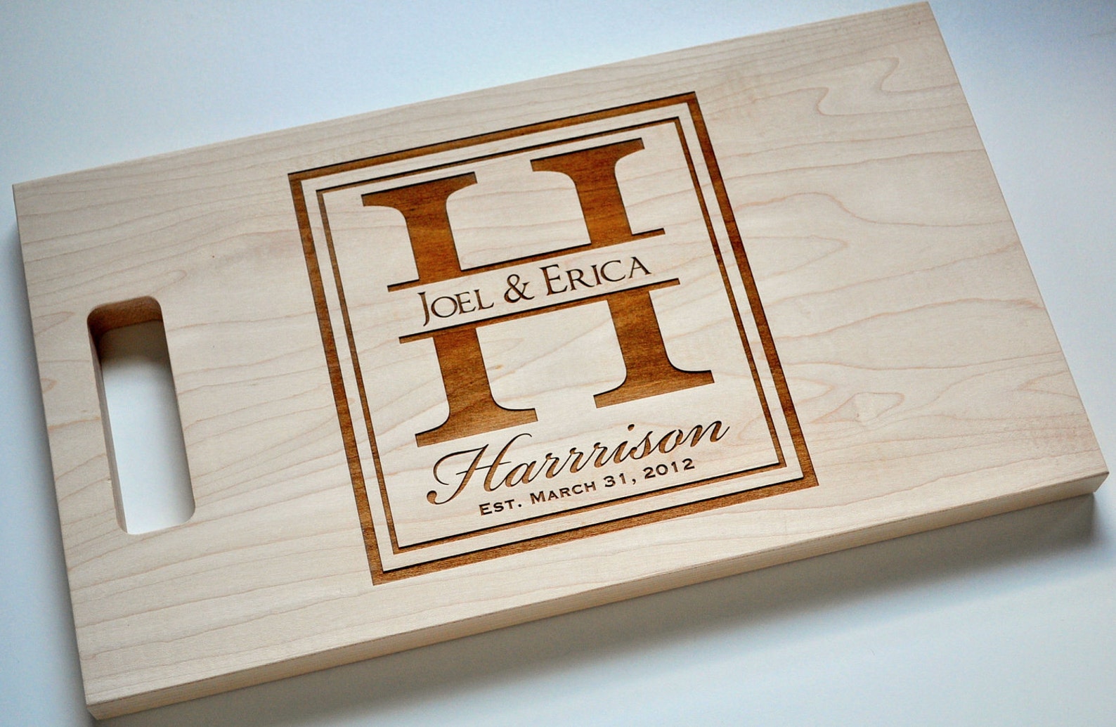 Personalized Laser Engraved Wood Cutting Board Square Monogram | Etsy