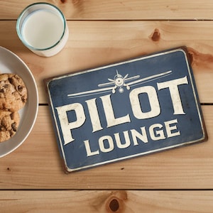 Vintage "pilot Lounge" Metal Sign – Rustic Airplane Wall Decor – 8"x 12 ...