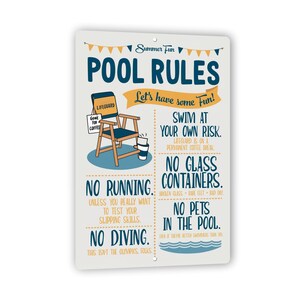 8x12 Funny Pool Rules Sign 'summer Fun' With Playful Swimming ...