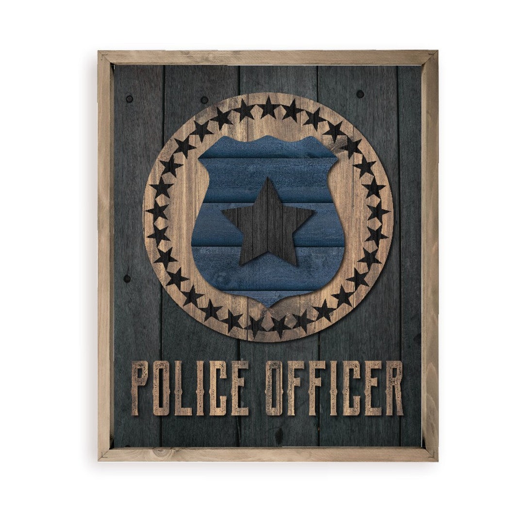 Police Officer Badge Farmhouse Style Wood Wall Decor Sign - Etsy