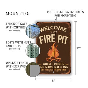 Vintage-style "welcome to Our Fire Pit" Metal Sign - Rustic Outdoor ...