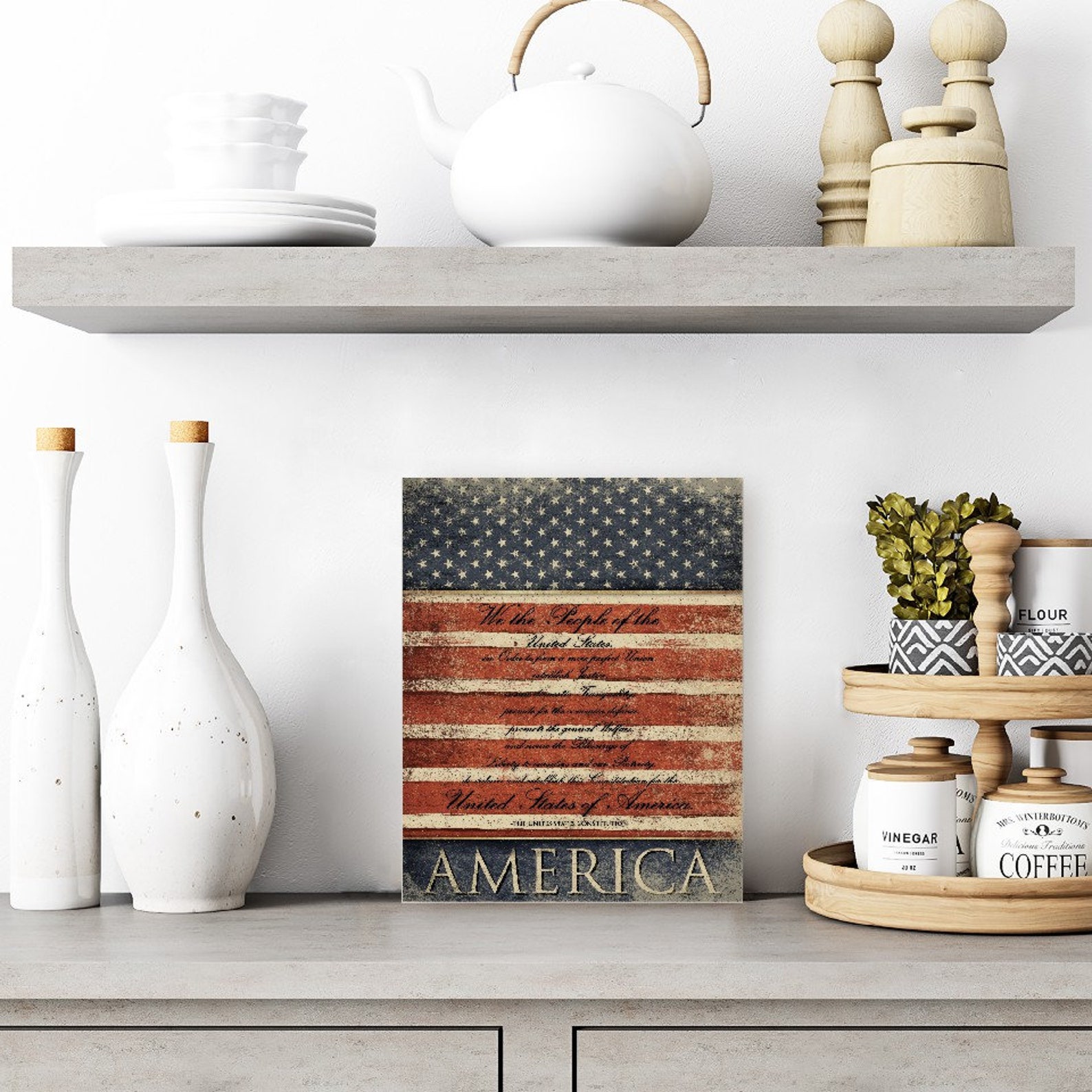 US Flag Constitution Patriotic America Farmhouse Style Wood - Etsy