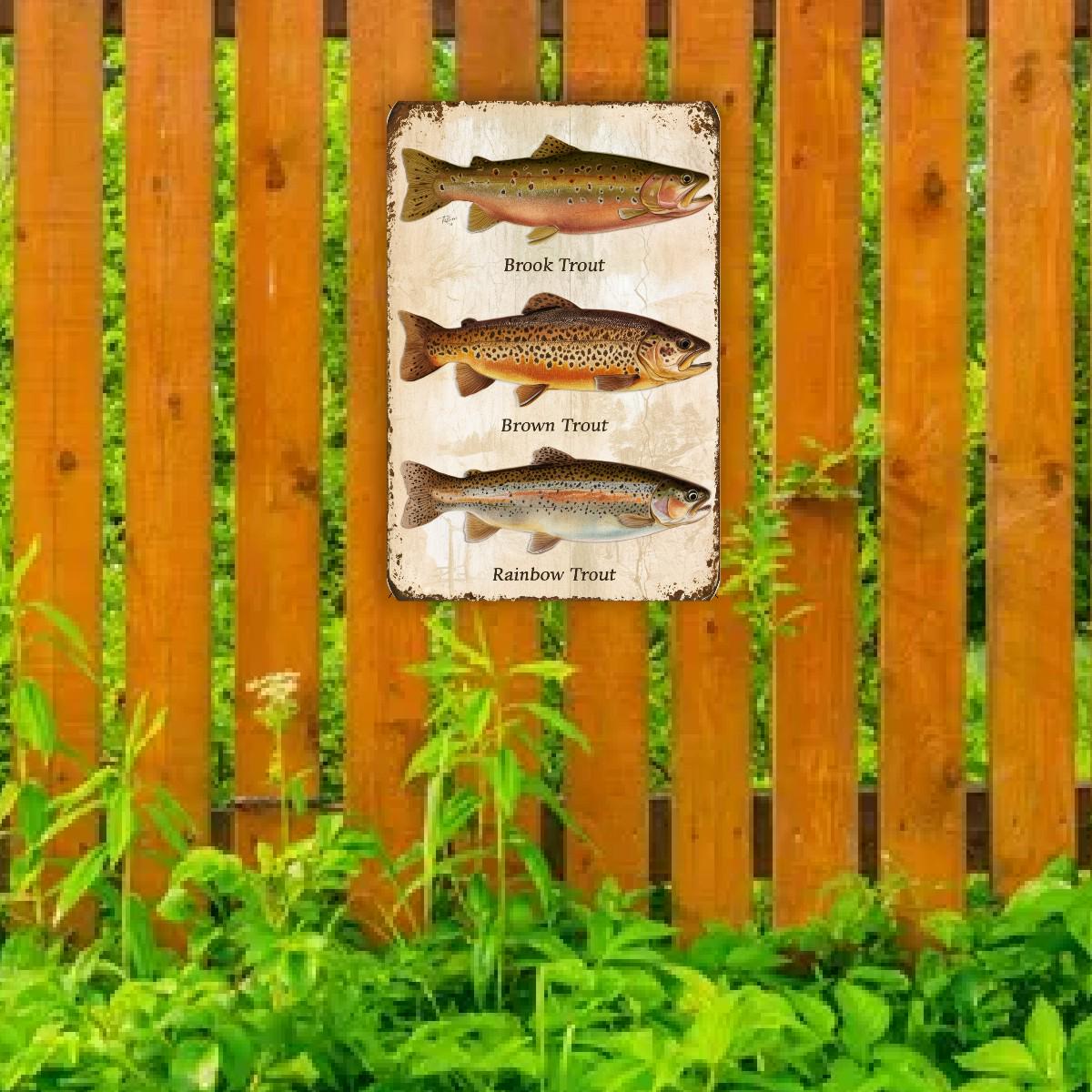 Rustic Trout Species Sign – Brook, Brown, and Rainbow Trout ...