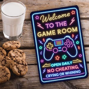 Vibrant Neon "welcome to the Game Room" Sign - Playful and Inviting ...