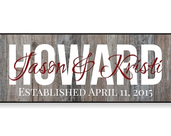 Personalized Printed Family Name Wood Sign, Established Date Sign, Last ...