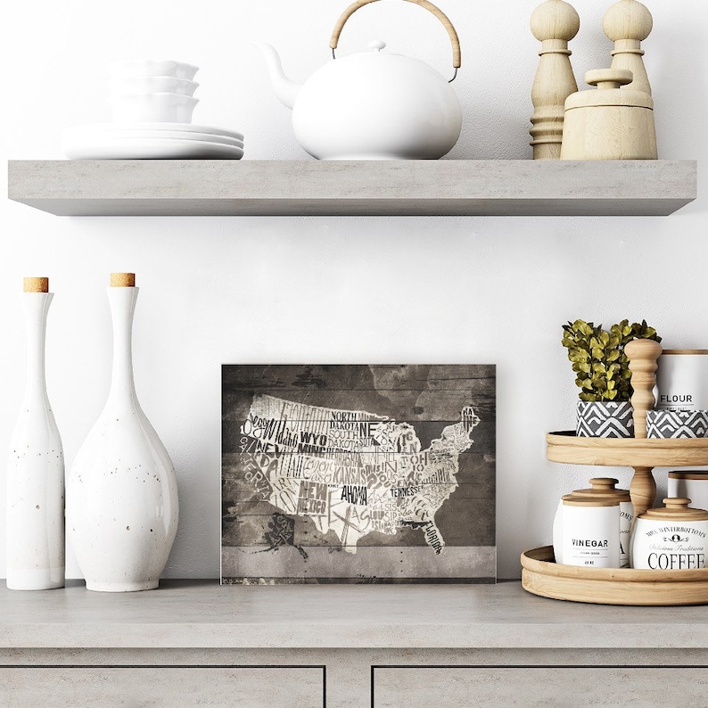 USA Map Rustic Plank Farmhouse Style Wall Decor Sign - Available in ...