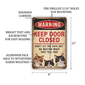 Funny Vintage Style Warning Sign - "keep Door Closed, Don't Let the ...