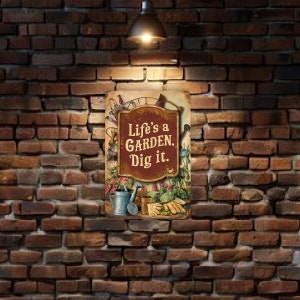 Vintage-themed "life's A Garden. Dig It." Sign - Ornate Golden Letters ...