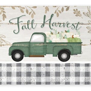 Fall Harvest Antique Truck With Pumpkins Farmhouse Style Wood Wall ...