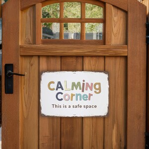 Rustic calming Corner Sign Safe Space Wall Art Vintage Distressed White ...