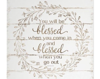 Wood Blessed Sign for Wall Decor Large Blessed Word Sign Thanksgiving ...
