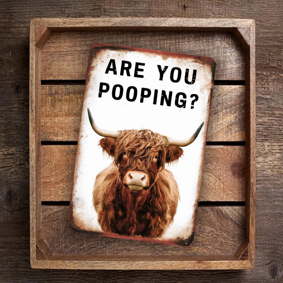 Funny Vintage "are You Pooping?" Cow Sign – Rustic Bathroom Decor – 8"x ...