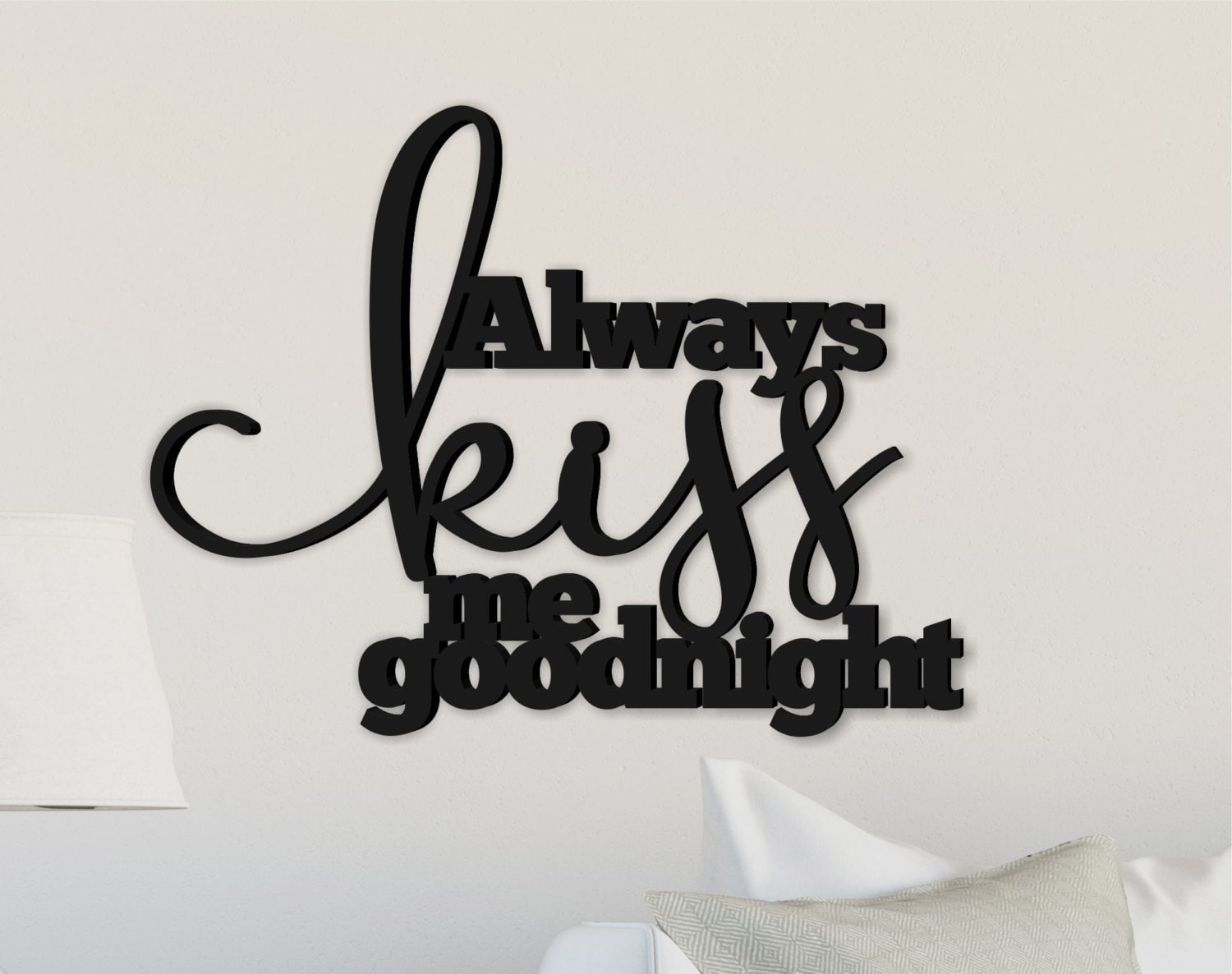 Always Kiss Me Goodnight 3D Word Art Wood Cutout 13x17 - Etsy