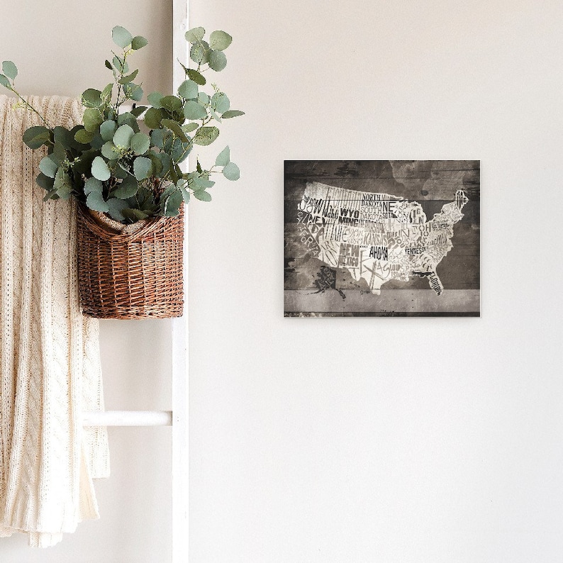 USA Map Rustic Plank Farmhouse Style Wall Decor Sign - Available in ...