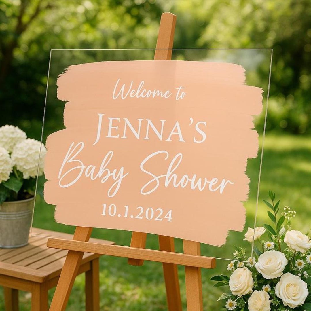Custom Acrylic Baby Shower Welcome Sign | Personalized Baby Shower Sign ...