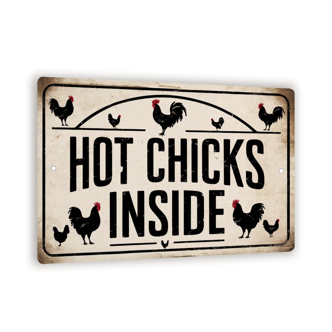 Vintage-style "hot Chicks Inside" Sign - Rustic Farmhouse Decor With ...
