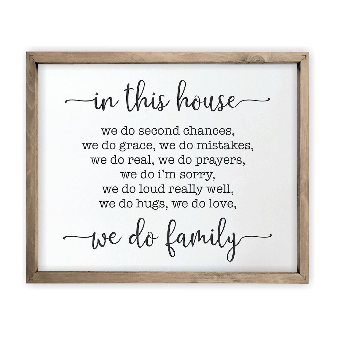In This House We Do Second Chances Framed Farmhouse Style Wall Decor ...