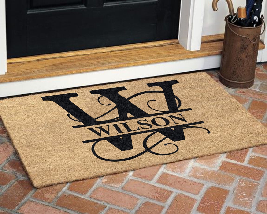 Personalized Custom Split Monogram Coir Coconut Husk Doormat | Etsy