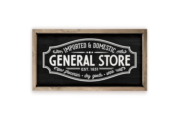 Farmhouse General Store Sign: Antique Style Wall Decor, Framed or ...