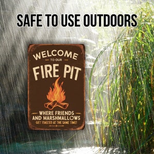 Vintage-style "welcome to Our Fire Pit" Metal Sign - Rustic Outdoor ...