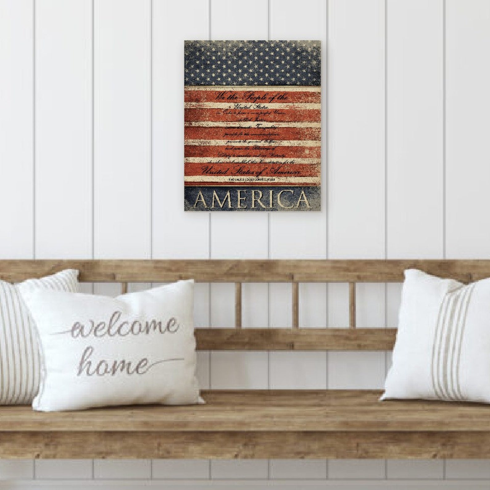 US Flag Constitution Patriotic America Farmhouse Style Wood - Etsy