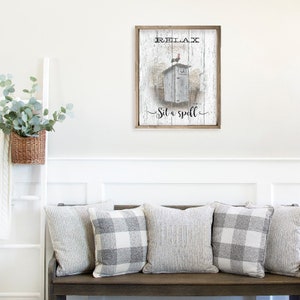 Relax and Sit A Spell Outhouse Funny Bathroom Wall Decor Sign ...