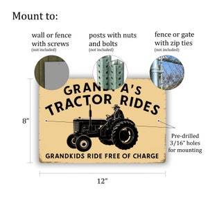 8x12 Grandparent Sign - 'grandpa's Tractor Rides, Grandkids Ride Free ...