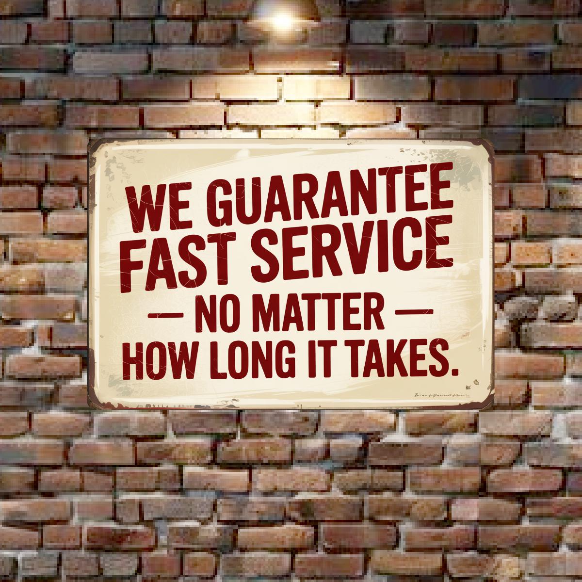 Fast Service Funny Metal Sign – 8x12 Vintage Wall Decor, Rustic Humor ...