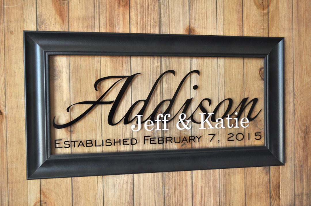 Personalized Glass Family Name Sign With Established Date 11x21 - Etsy