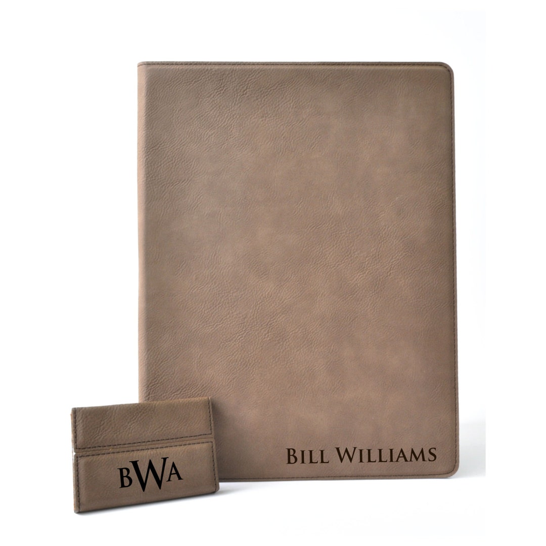 Personalized Leather Portfolio Notebook With Matching Business Card ...