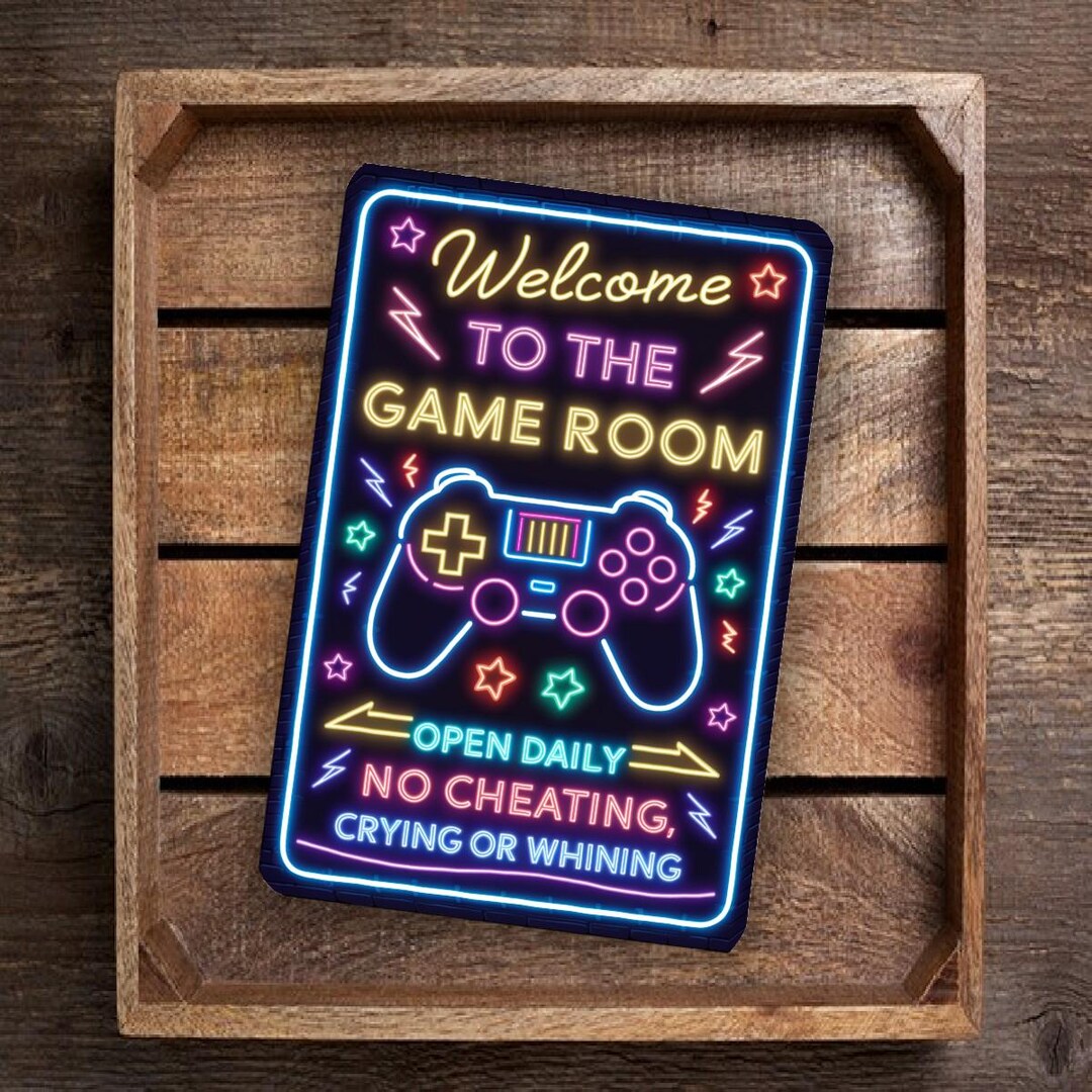 Vibrant Neon "welcome to the Game Room" Sign - Playful and Inviting ...