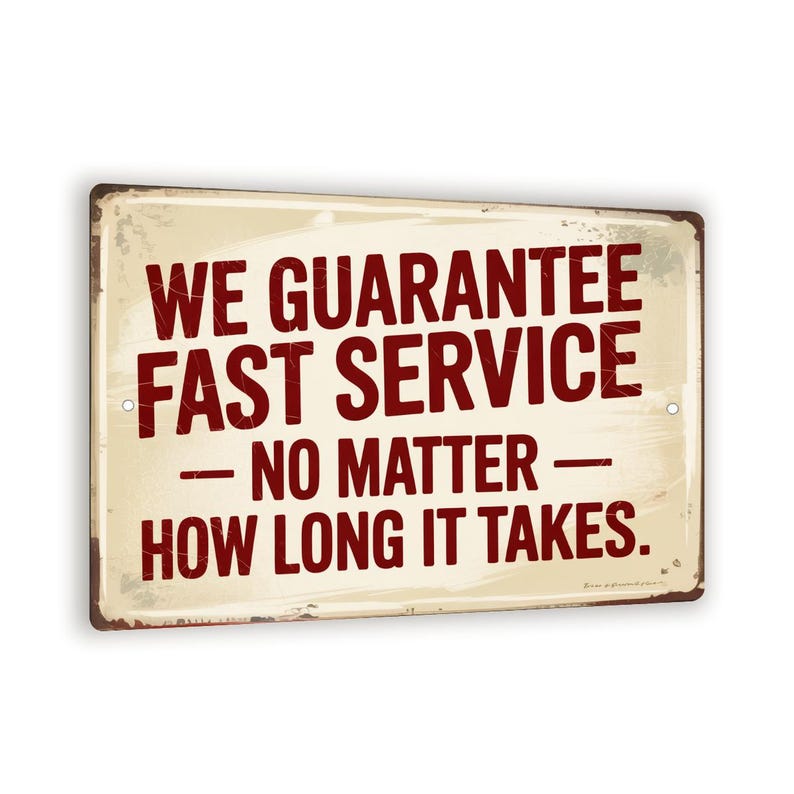 Fast Service Funny Metal Sign – 8x12 Vintage Wall Decor, Rustic Humor ...