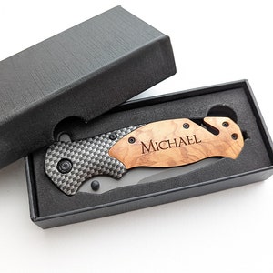 Personalized Engraved Wood Handle Pocket Knife - Custom Gift for Men ...