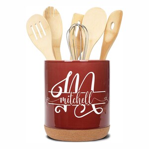 Personalized Ceramic Kitchen Utensil Holder - Engraved With Your ...