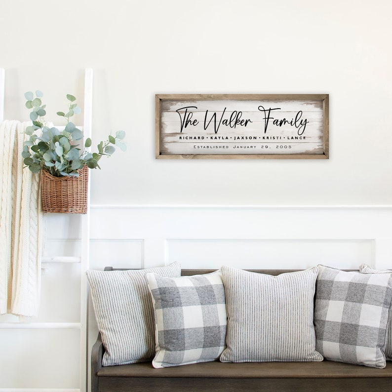 Personalized Printed Framed Family Name Sign With First Names (framed ...