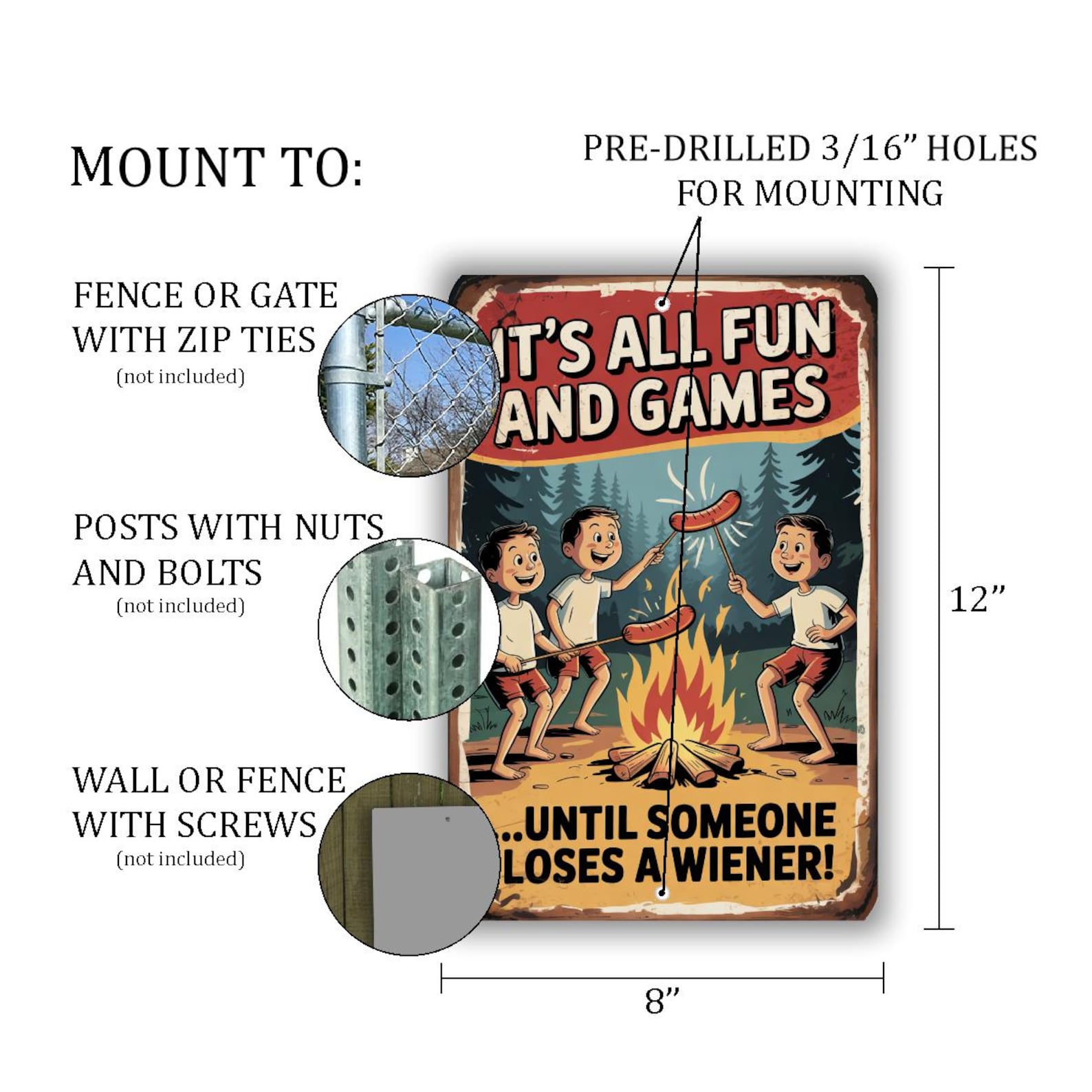 It’s All Fun and Games Until Someone Loses A Wiener Sign – 8x12 Funny ...