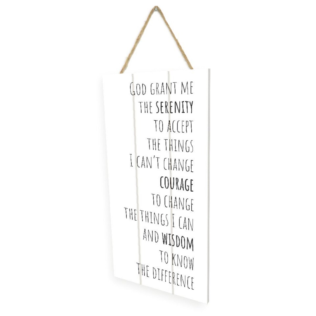 Serenity Prayer Wooden Plank Hanging Wall Decor Sign White Wood Style ...