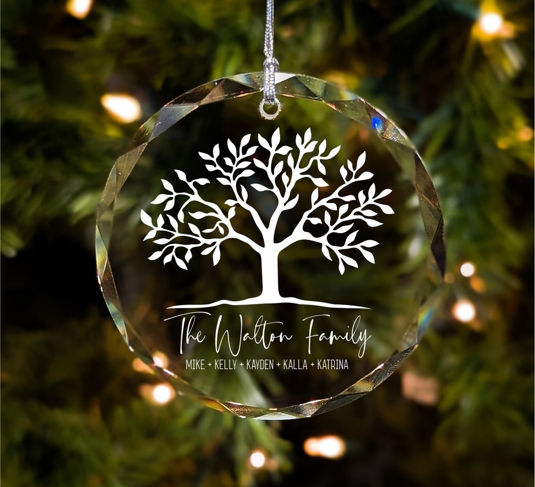 Family Tree With Family Names Personalized 3 Inch Crystal Christmas ...