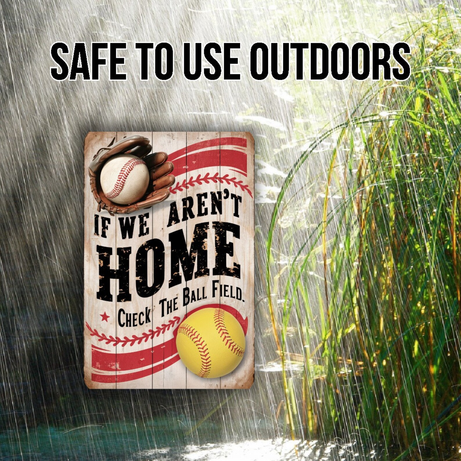 Vintage-style "if We Aren't Home, Check the Ball Field" Rustic Metal ...