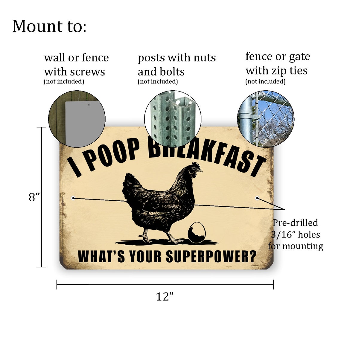 Vintage-style "i Poop Breakfast, What's Your Superpower?" Sign - Rustic ...