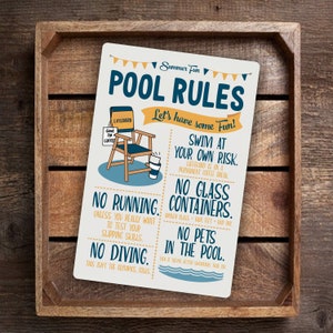 8x12 Funny Pool Rules Sign - 'summer Fun' With Playful Swimming ...