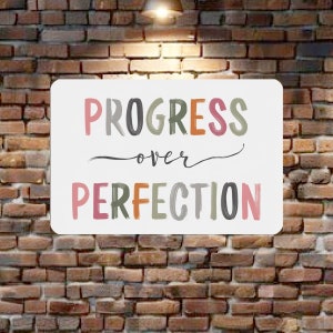 Motivational "progress Over Perfection" Sign - Vibrant Colors on White ...