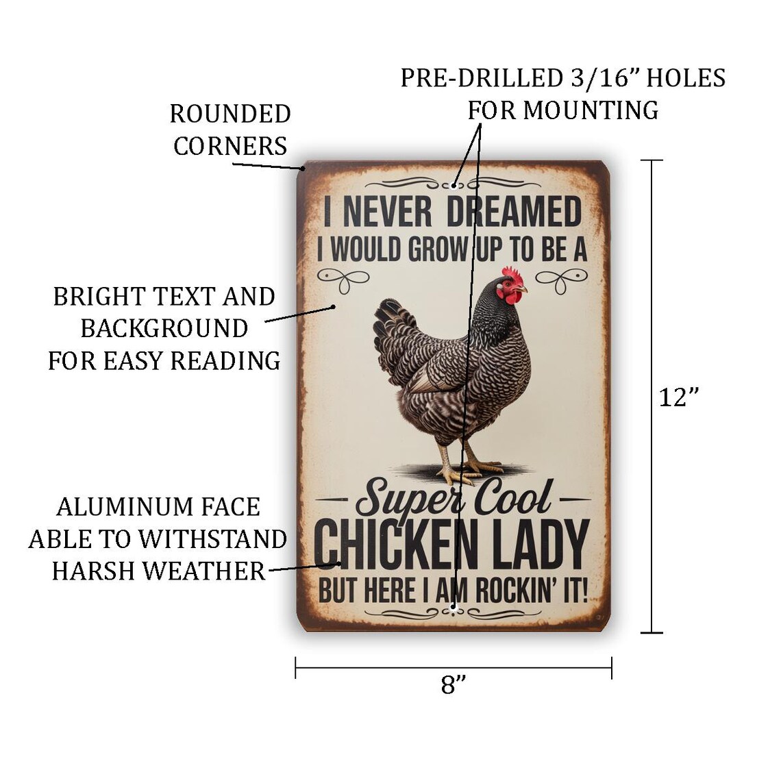 Super Cool Chicken Lady Sign – Funny Farmhouse Wall Decor, Vintage ...
