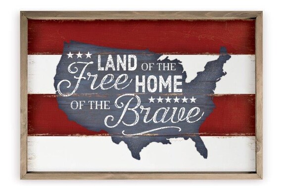 Land of the Free Home of the Brave Farmhouse Style Wood Wall - Etsy